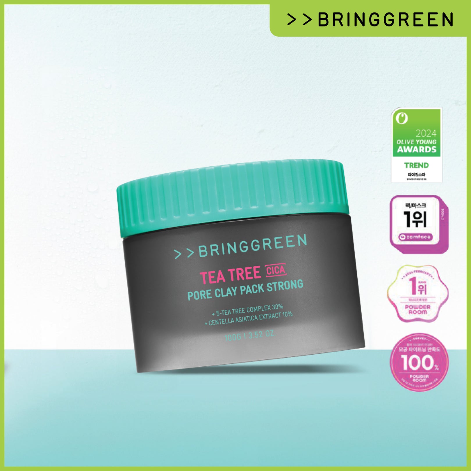 BRING GREEN Tea Tree Pore Control Mud Mask 100g | Olive Young Hot Sale ...